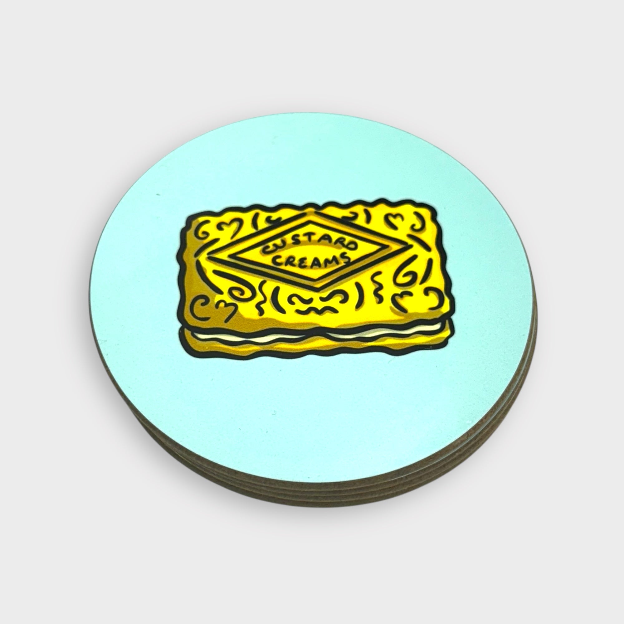 Custard Cream - Biscuit Coaster - Luke Horton – Luke Horton Art