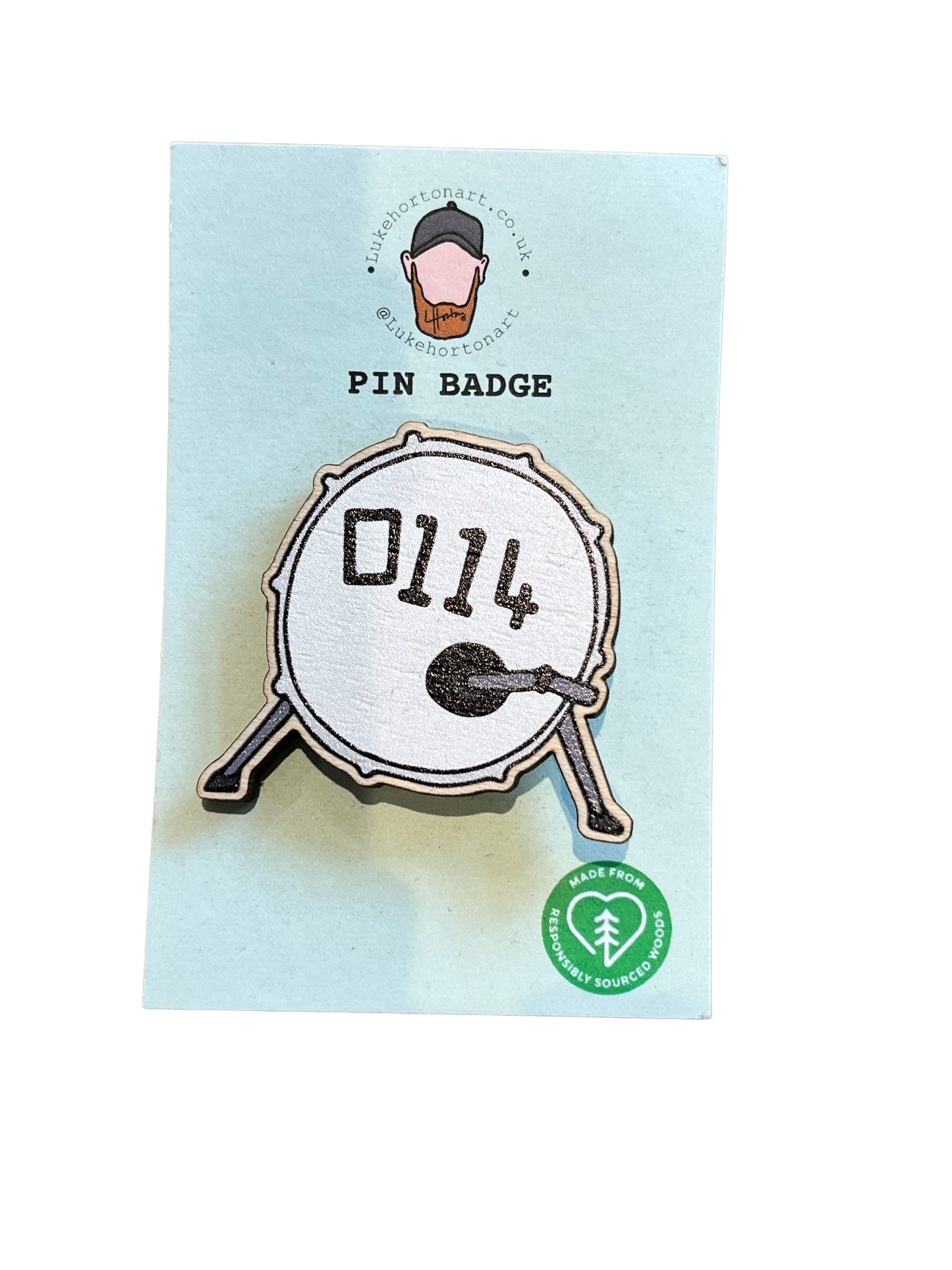 0114 Drum - ECO Pin Badge - LukeHorton Art – Luke Horton Art
