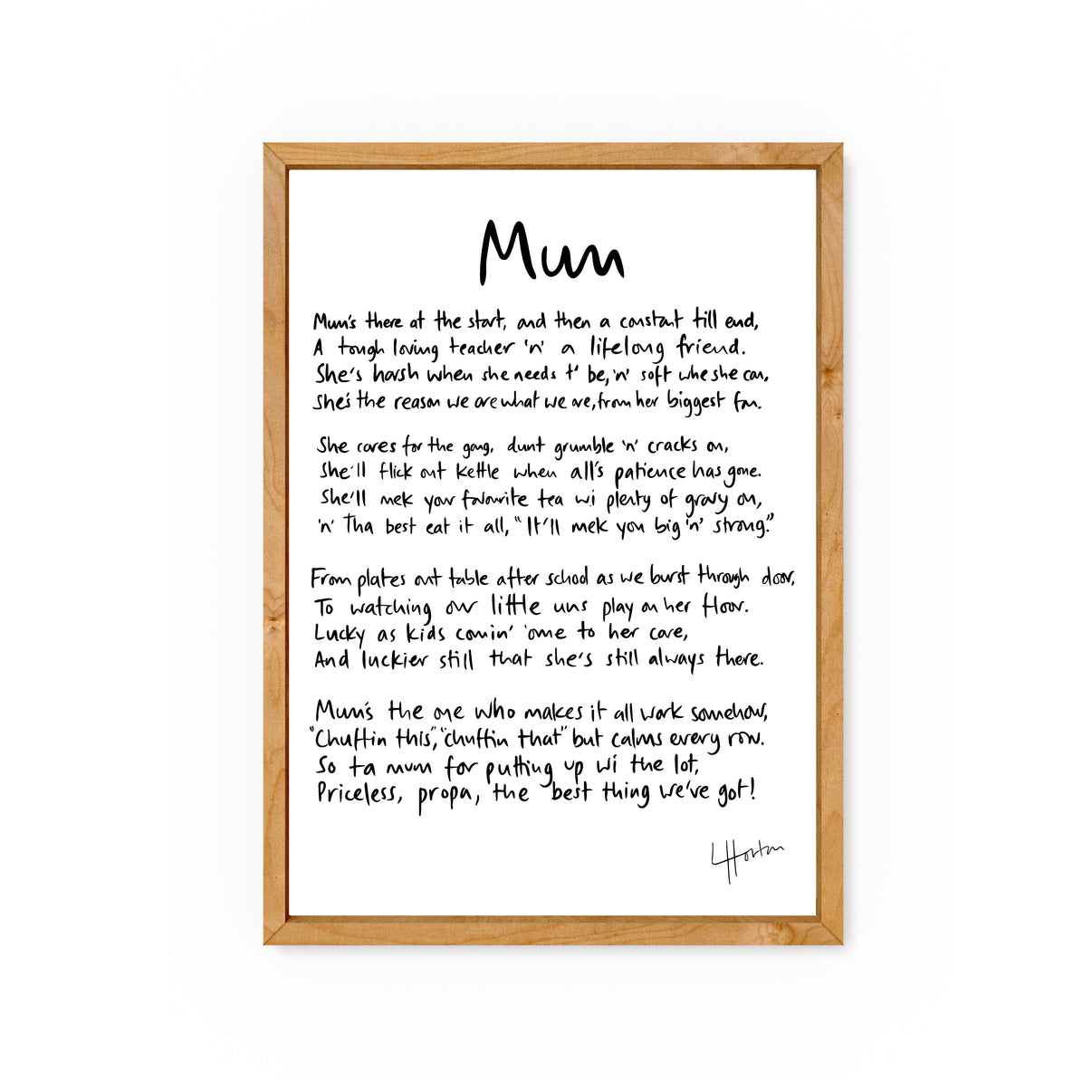 Mum Poem - Art Print - Luke Horton – Luke Horton Art