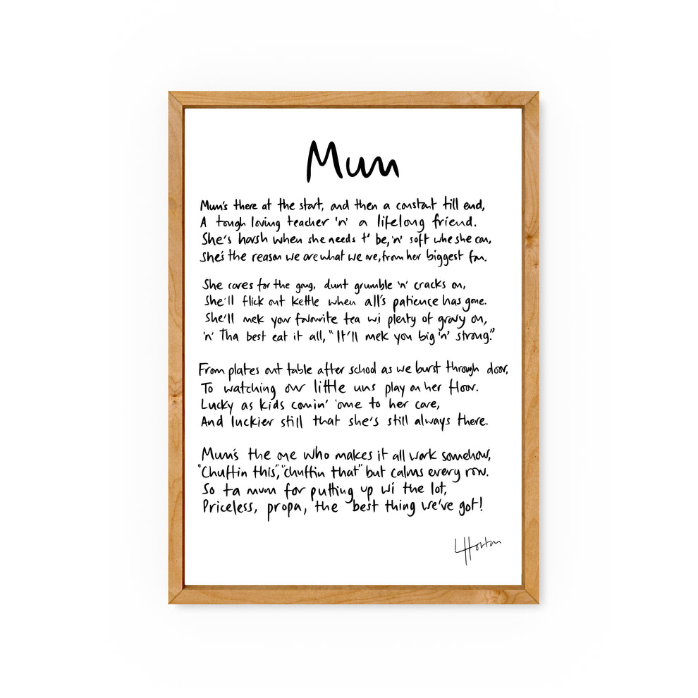 Mum Poem - Art Print - Luke Horton – Luke Horton Art