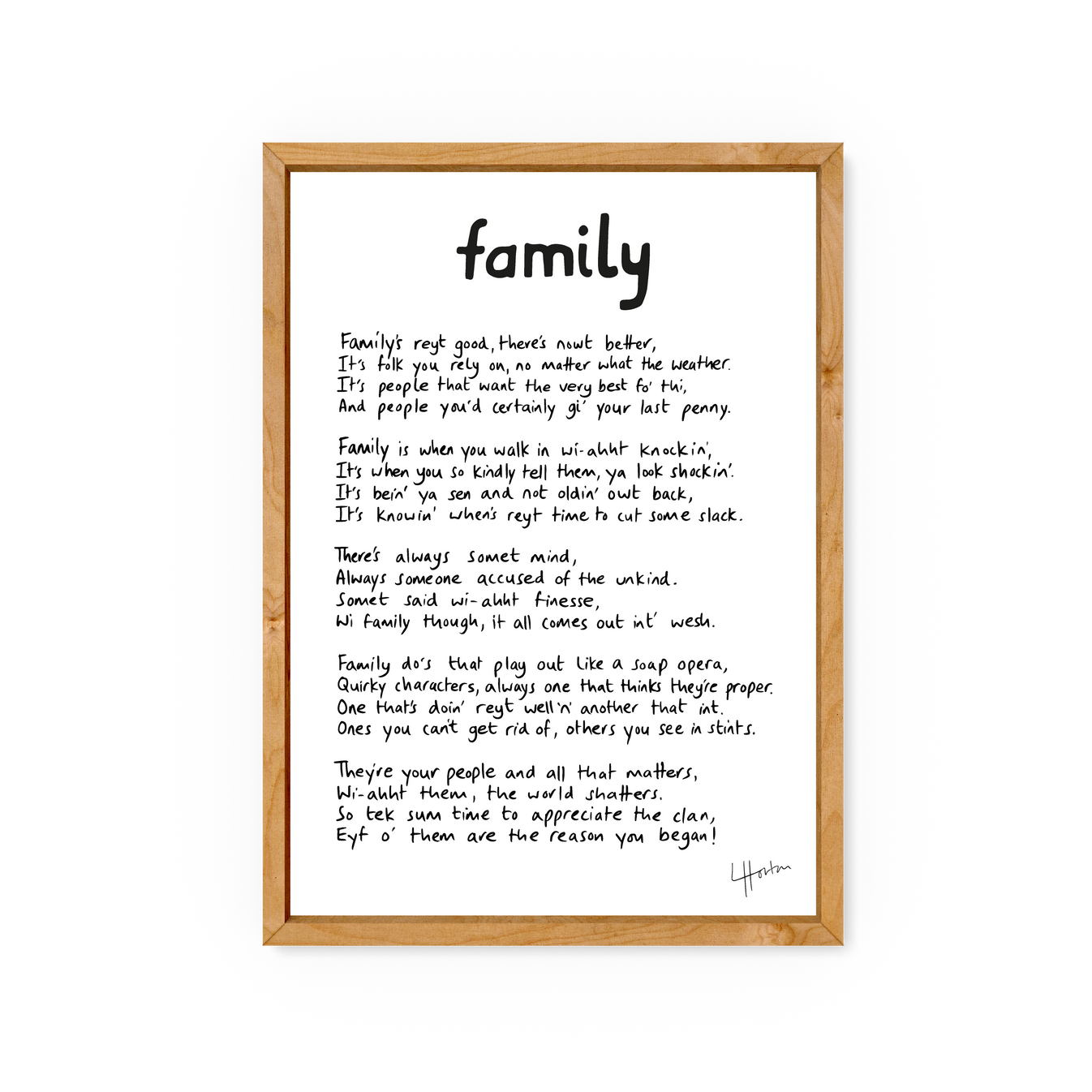 Family Poem - Yorkshire Slang Poem Print - Luke Horton – Luke Horton Art