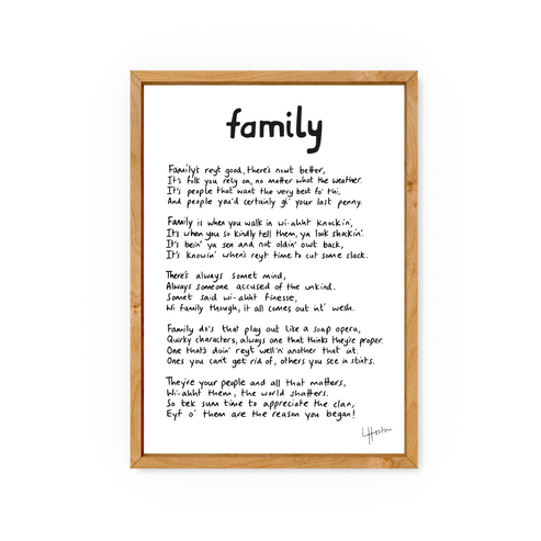 Family Poem - Yorkshire Slang Poem Print - Luke Horton – Luke Horton Art