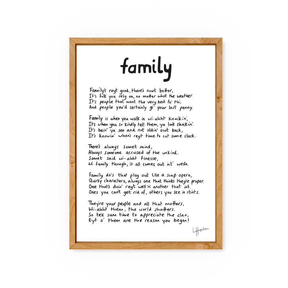 Family Poem - Yorkshire Slang Poem Print - Luke Horton – Luke Horton Art