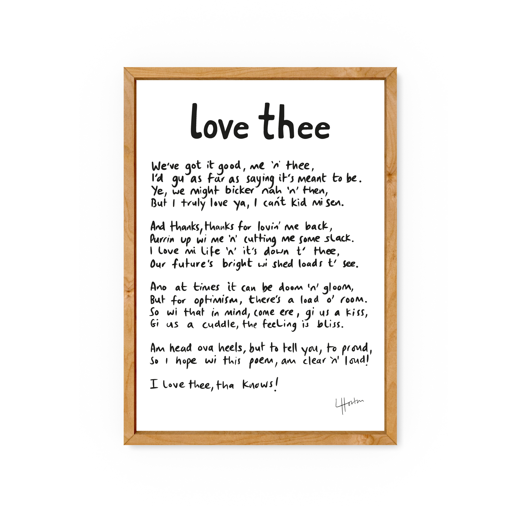 Love Thee Poem - Yorkshire Slang Poem Print - Luke Horton – Luke Horton Art