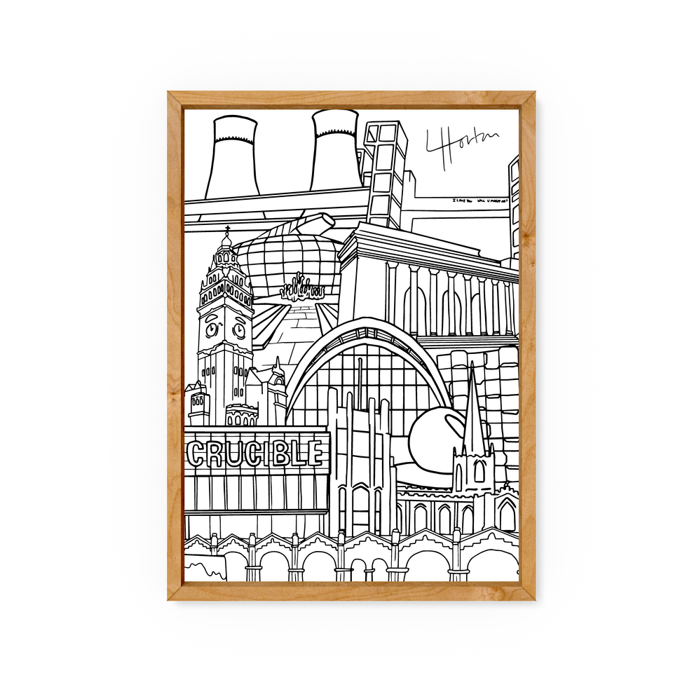 Everything Sheffield (Line) V.2 - Sheffield Art Print - Luke Horton ...